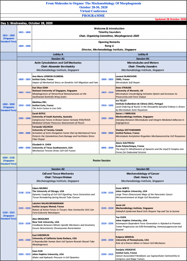Morphogenesis2020 - Mechanobiology Institute, National University of ...